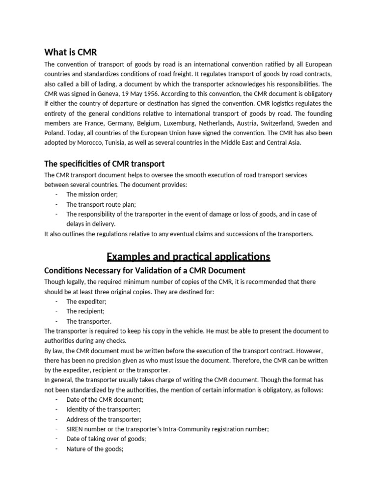 What is CMR | PDF | Private Law