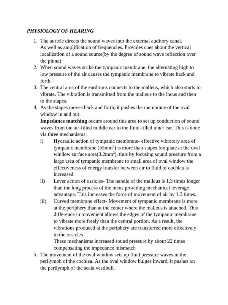 Physiology of Hearing | PDF | Auditory System | Ear