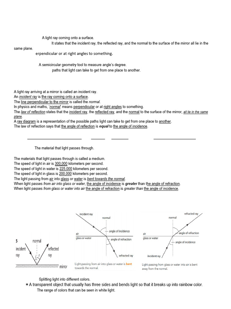Light Note | PDF | Reflection (Physics) | Asteroid