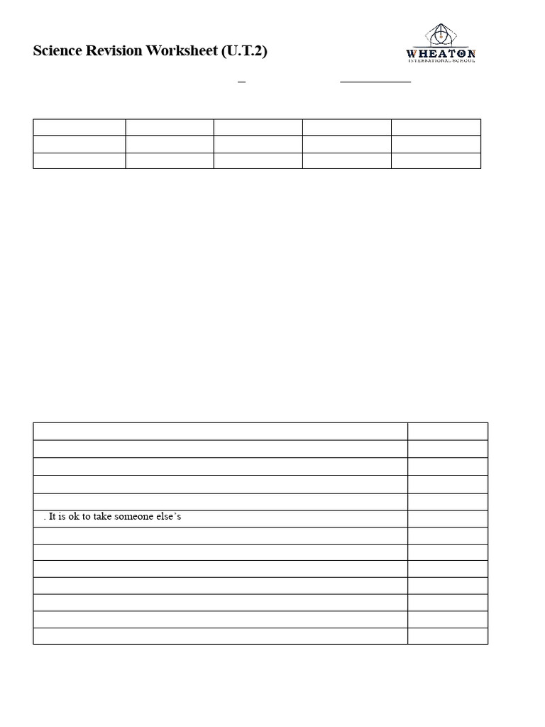 Grade 3 Science Revision Worksheet UT 2 | PDF | Reptile | Mammals