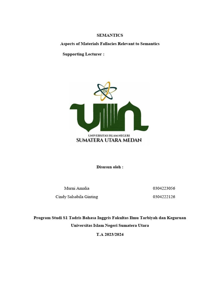 Ninth Group_Aspects of Materials Fallacies Relevant to Semantics | PDF ...