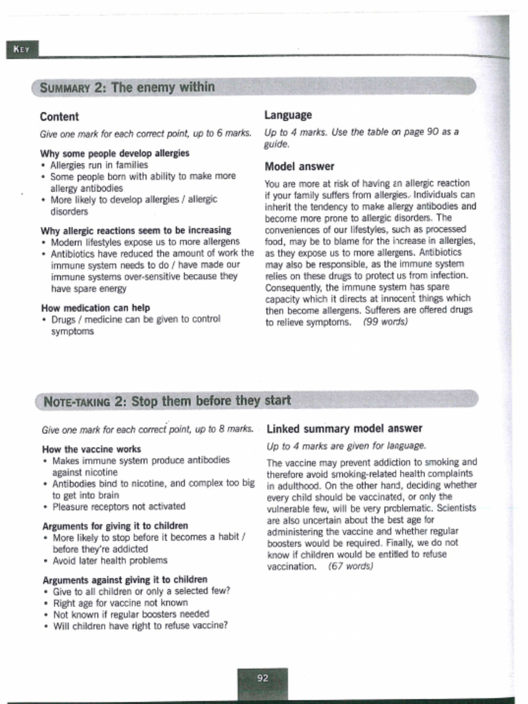 Summary Model Answers | PDF