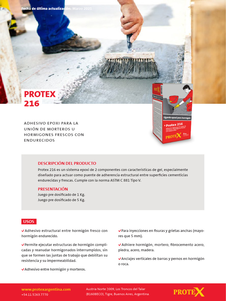 PROTEX-216 FichaTecnica | PDF | Hormigón | Acero