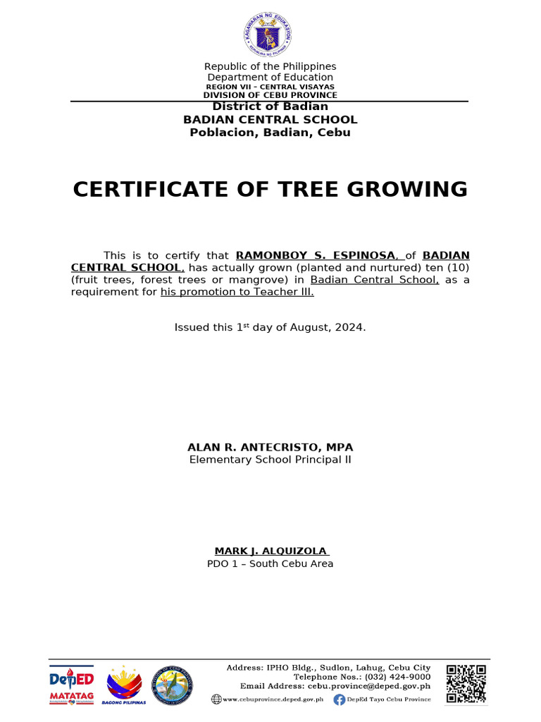 Teacher Promotion Tree Planting | PDF