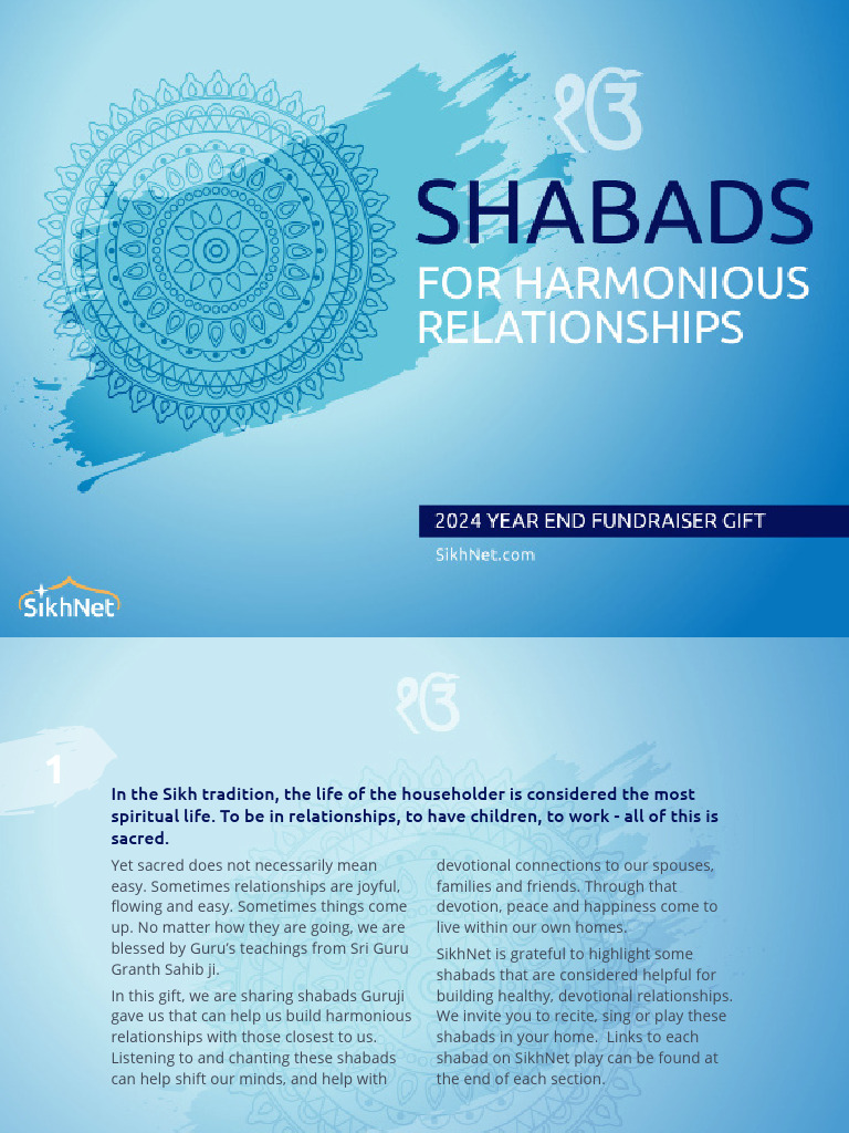 Shabads For Harmonious Relationships | PDF | Shabda | Indian Religions