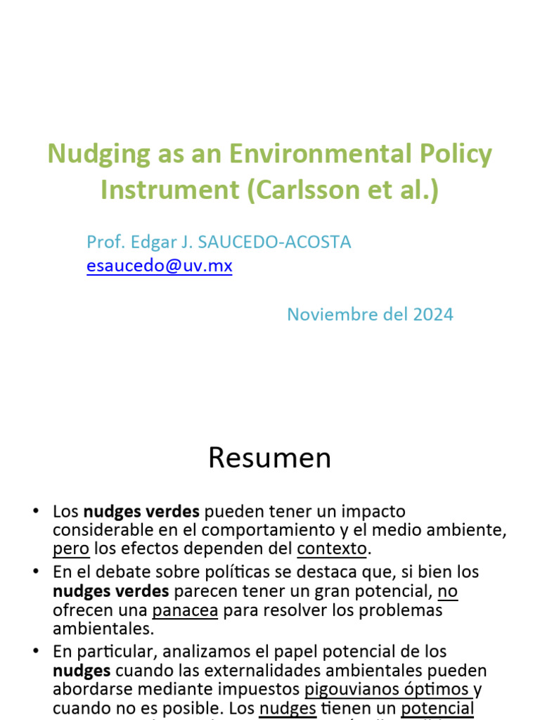 Green Nudges As A Policy Tool | PDF | Exterioridad | Comportamiento