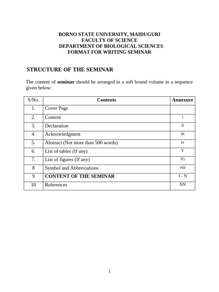 FORMAT FOR SEMINAR-1 | PDF | Citation | Written Communication