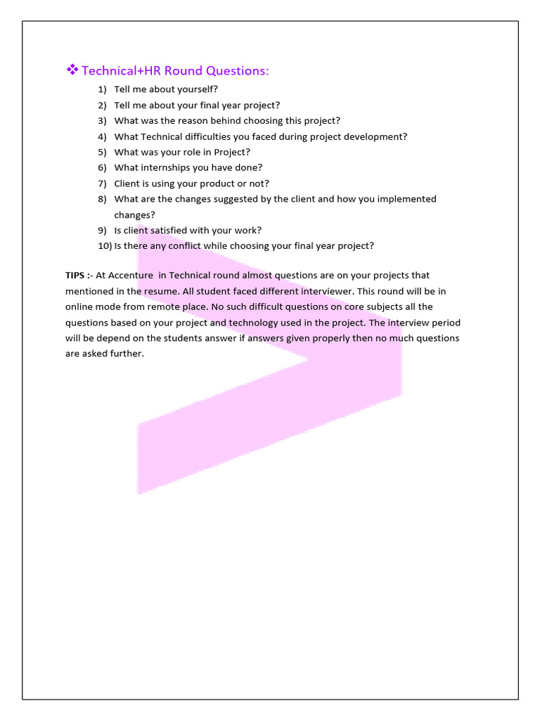 Accenture Questions Set 1 | PDF