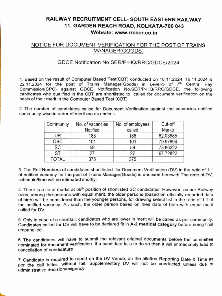 Document Verification Notice for Trains Manager | PDF | Government