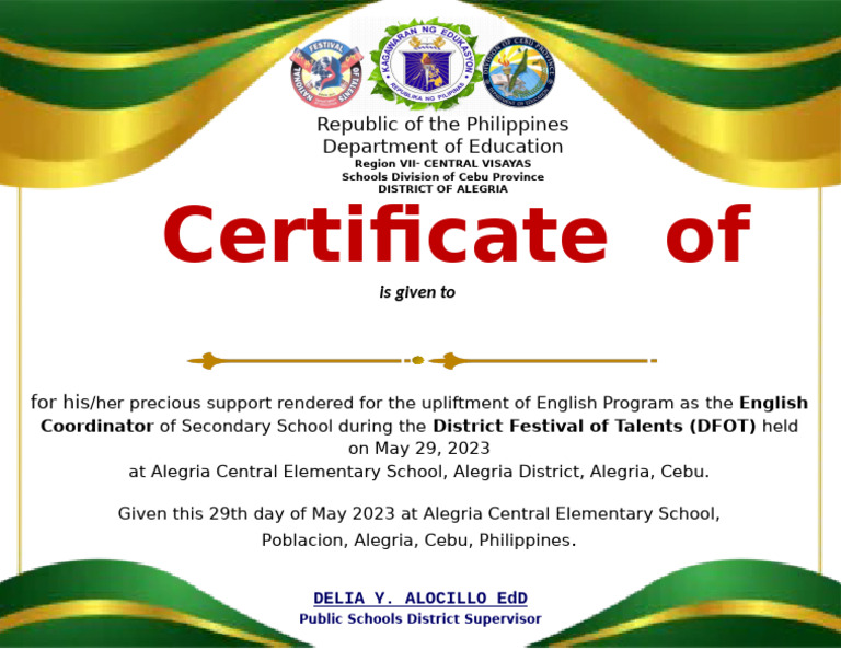 Certificate for the Coordinator | PDF