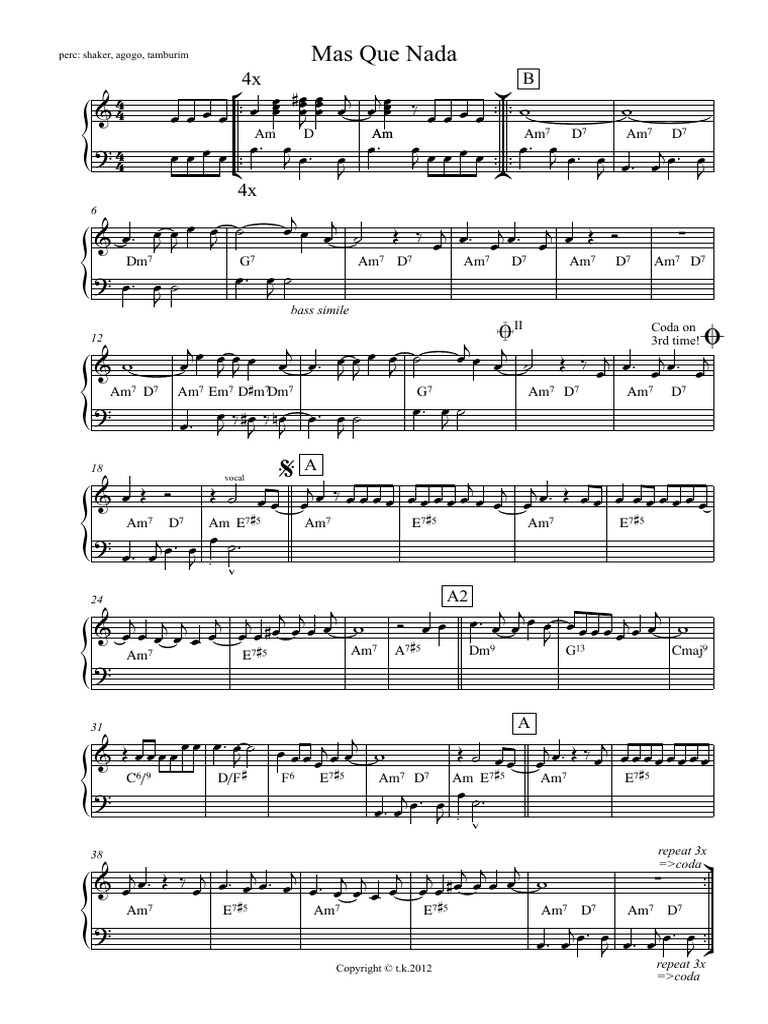 Mas Que Nada - C - Full Score | PDF