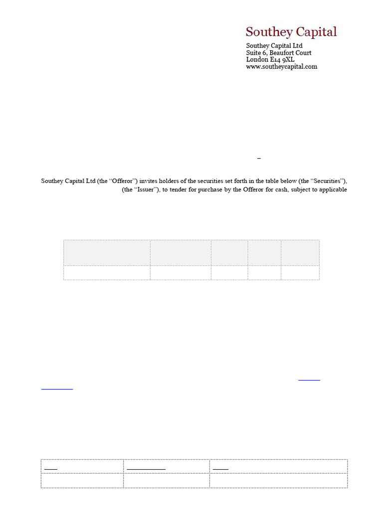 Home REIT PLC Tender Offer GB00BJP5HK17 | PDF | Offer And Acceptance ...