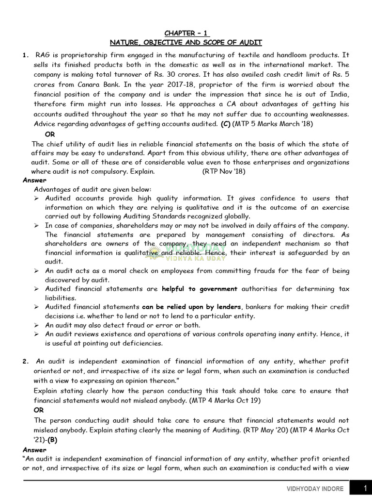 Chap - 1-Updated Question Bank | PDF | Audit | Internal Control