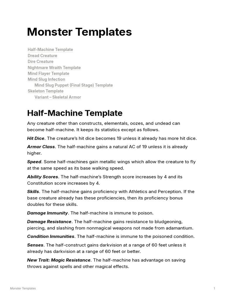 Monster Templates | PDF