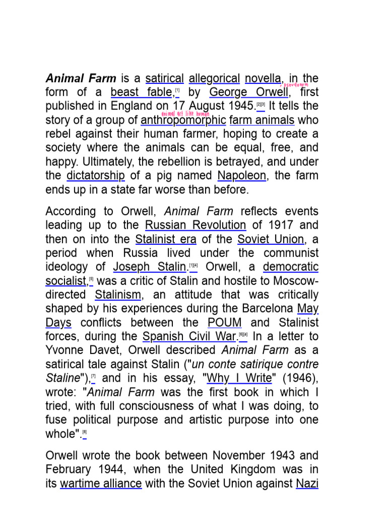 Animal Farm Summary Pdf
