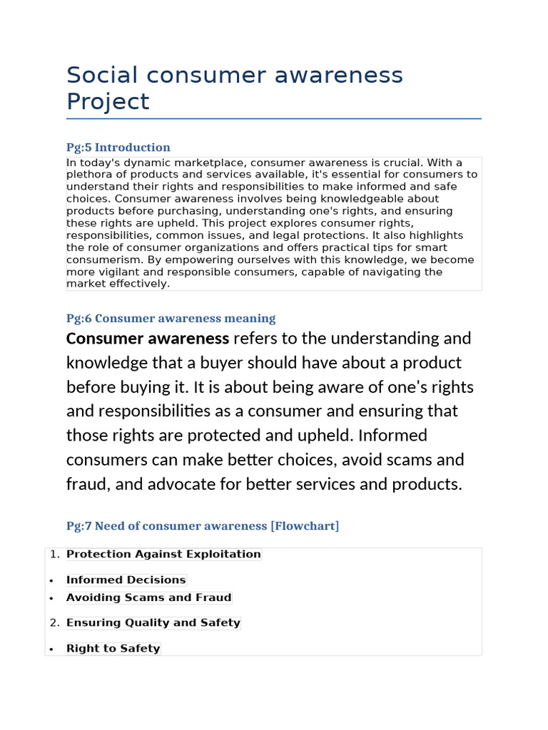 Social Consumer Awareness Project | PDF | Consumer Protection | Safety