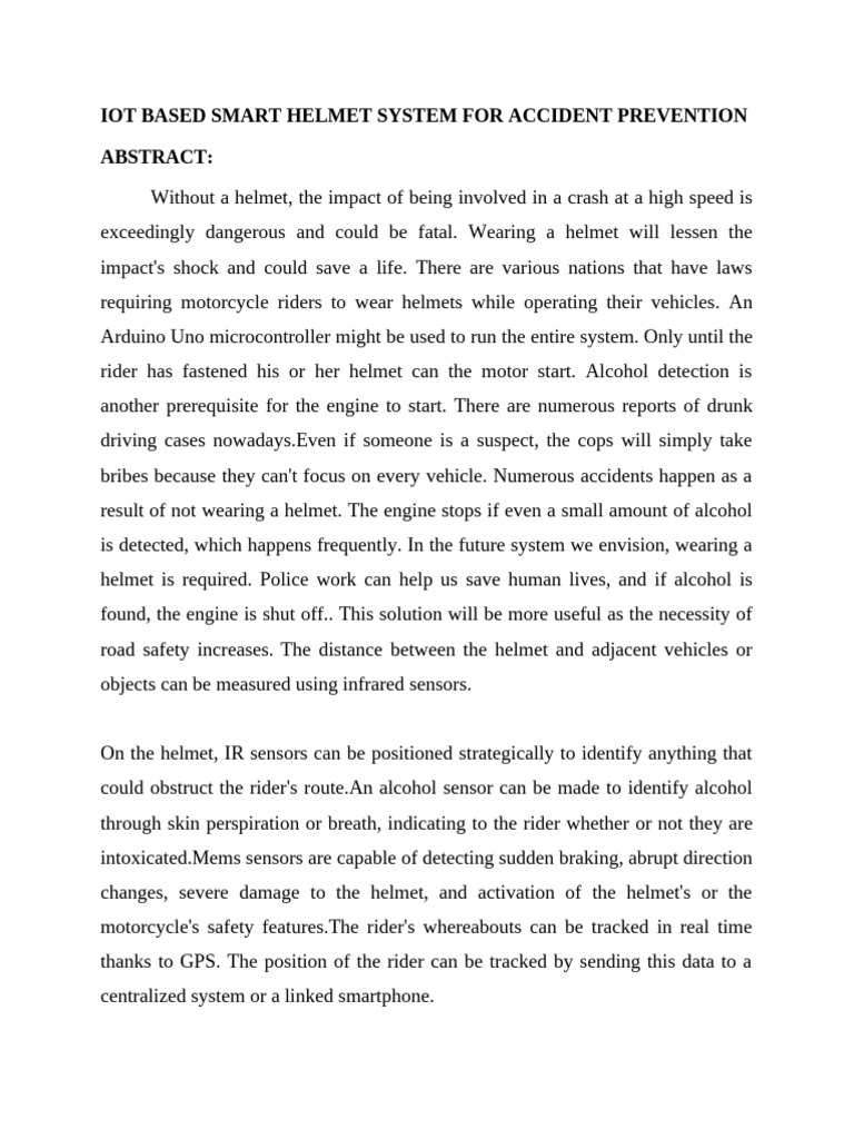 IoT Smart Helmet for Accident Prevention | PDF | Power Supply | Global ...