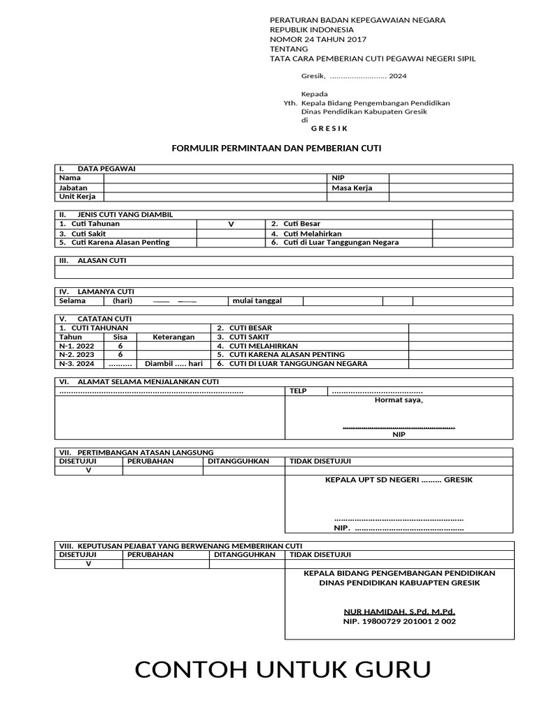 Panduan Cuti Tahunan 2024 PNS | PDF