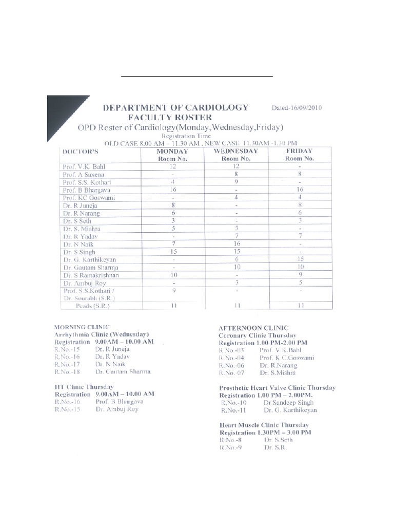 Opd Schedule 25-7-11 Pediatrics CH 2 6 16 | PDF | Medical Specialties ...