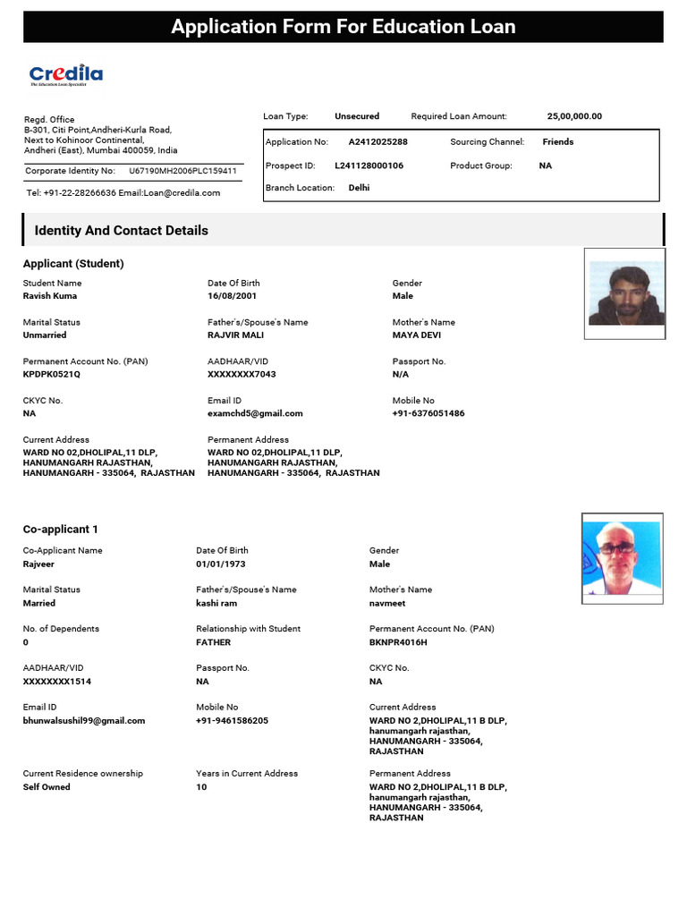Loan Application Form 241207 102136 | PDF | Loans | Information