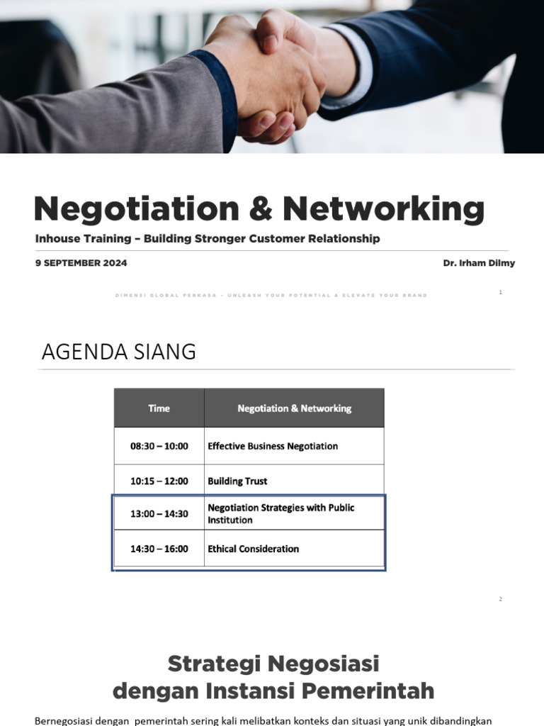 Sept 9-10 2024 - Sesi Siang - MATERI NEGOTIATION & NETWORKING | PDF