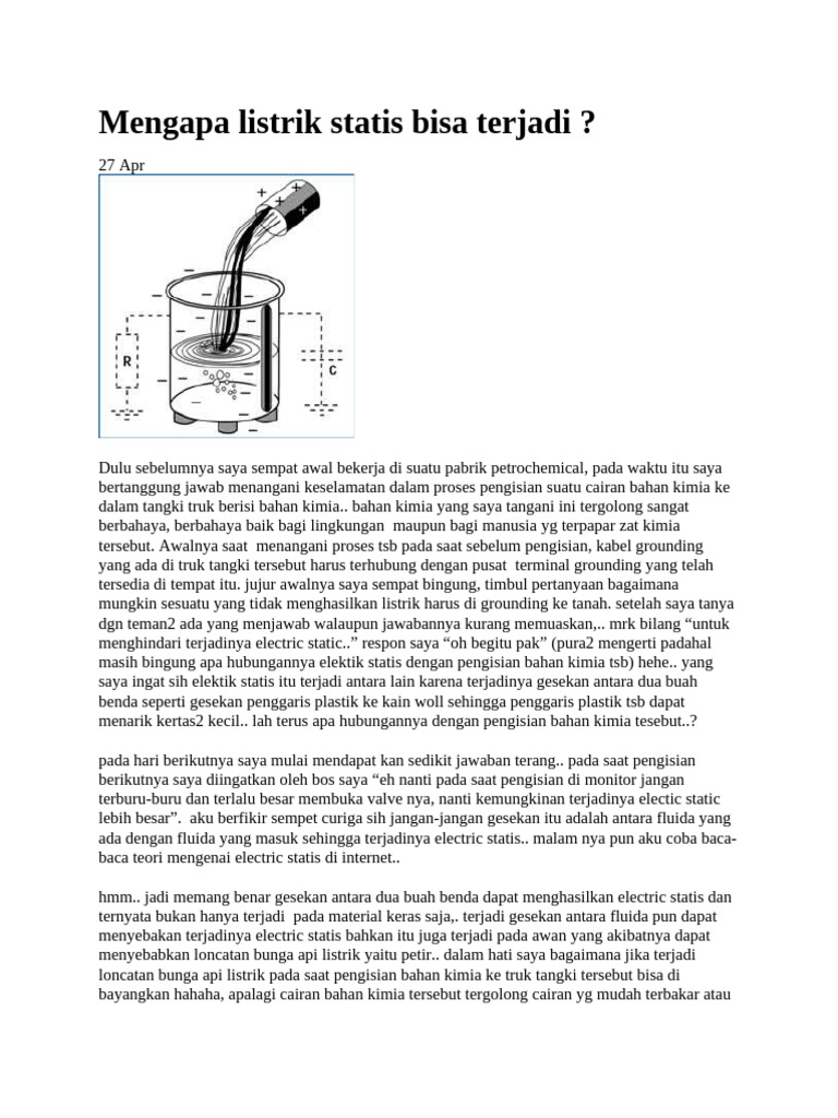 Listrik Statis dan Bahayanya pada Kimia | PDF