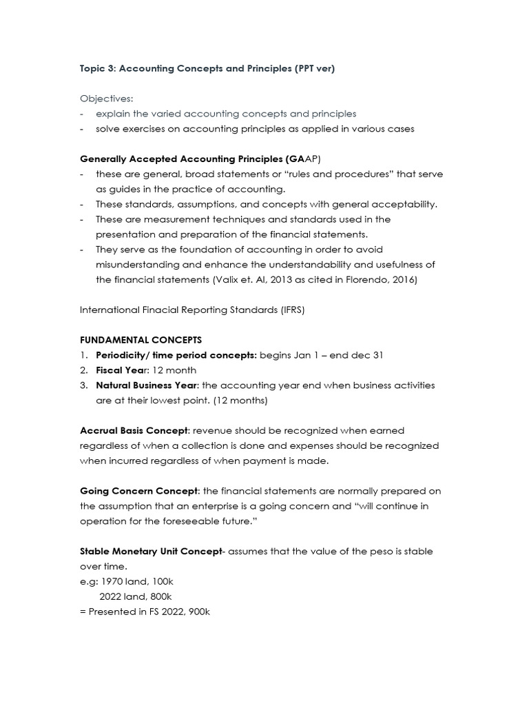 VER Topic 3 Accounting Concepts and Principles | PDF | Financial Statement | Accounting