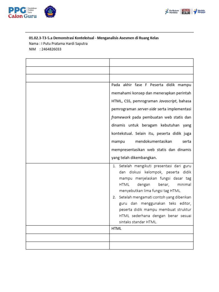 01.02.3-T3-5.a Demonstrasi Kontekstual - Menganalisis Asesmen Di Ruang Kelas | PDF