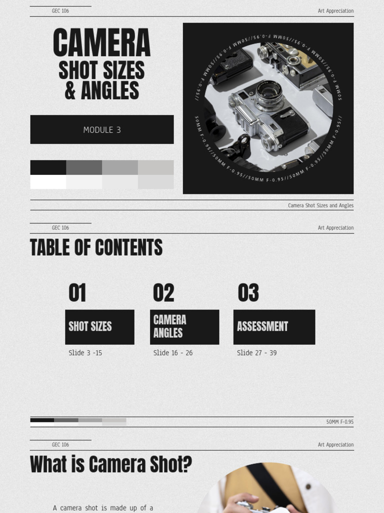Camera Shot Sizes & Angles Guide | PDF | Close Up | Camera