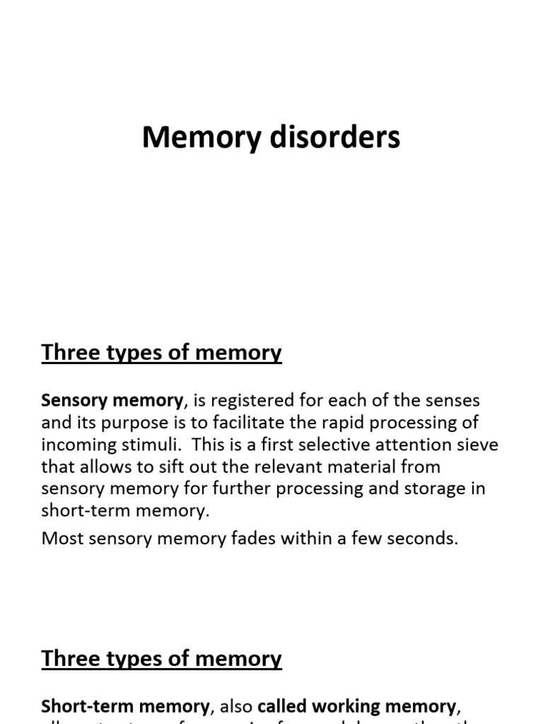 Memory disorders | PDF | Amnesia | Memory