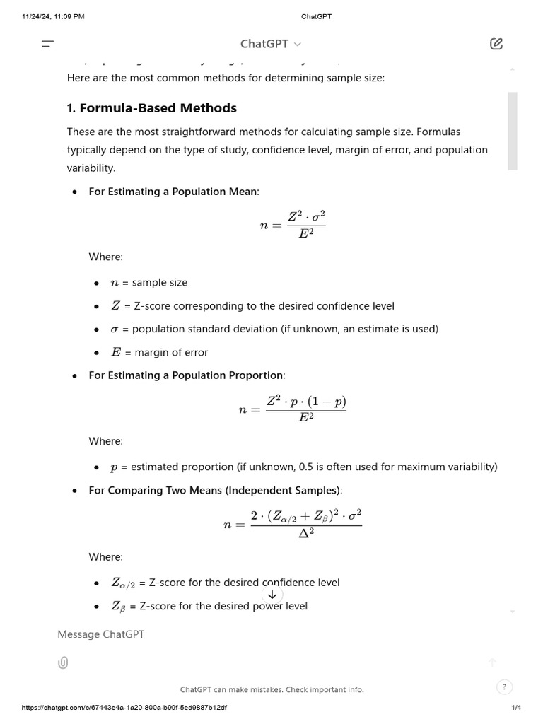 Sample Size Calculation Methods | PDF | Sample Size Determination | Standard Score