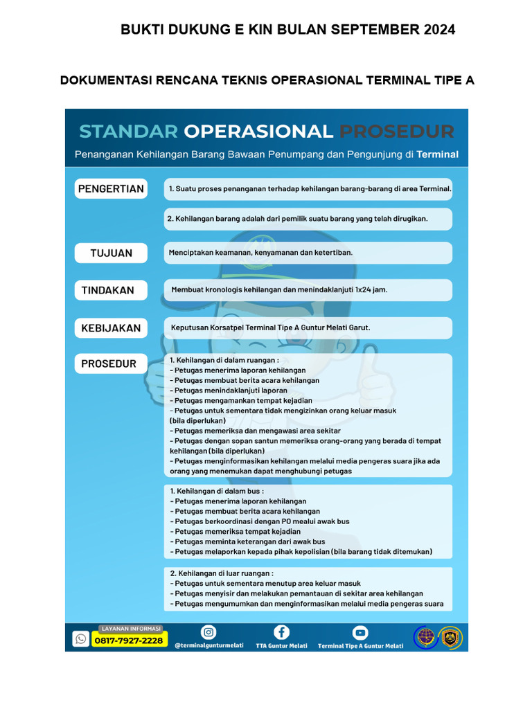 Sop Rencana Teknis Operasional Terminal Tipe A | PDF