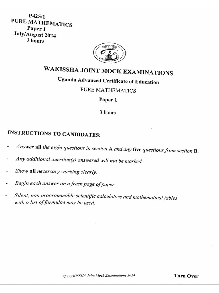 Wakissha 2024 Pure Math | PDF