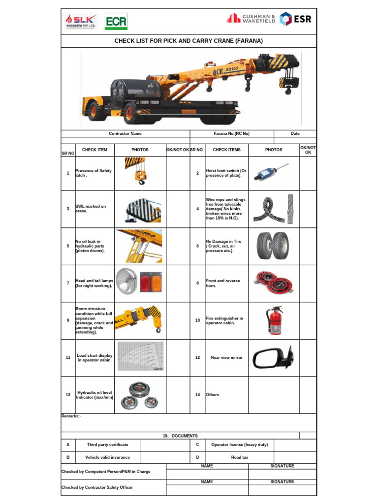 (FARANA) Checklist_063435 | PDF | Crane (Machine) | Transport