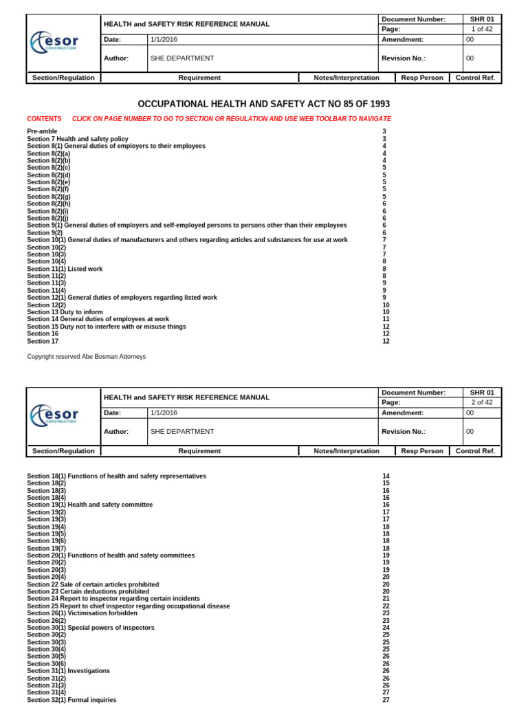 002 OHASA Act Register | PDF | Occupational Safety And Health | Employment