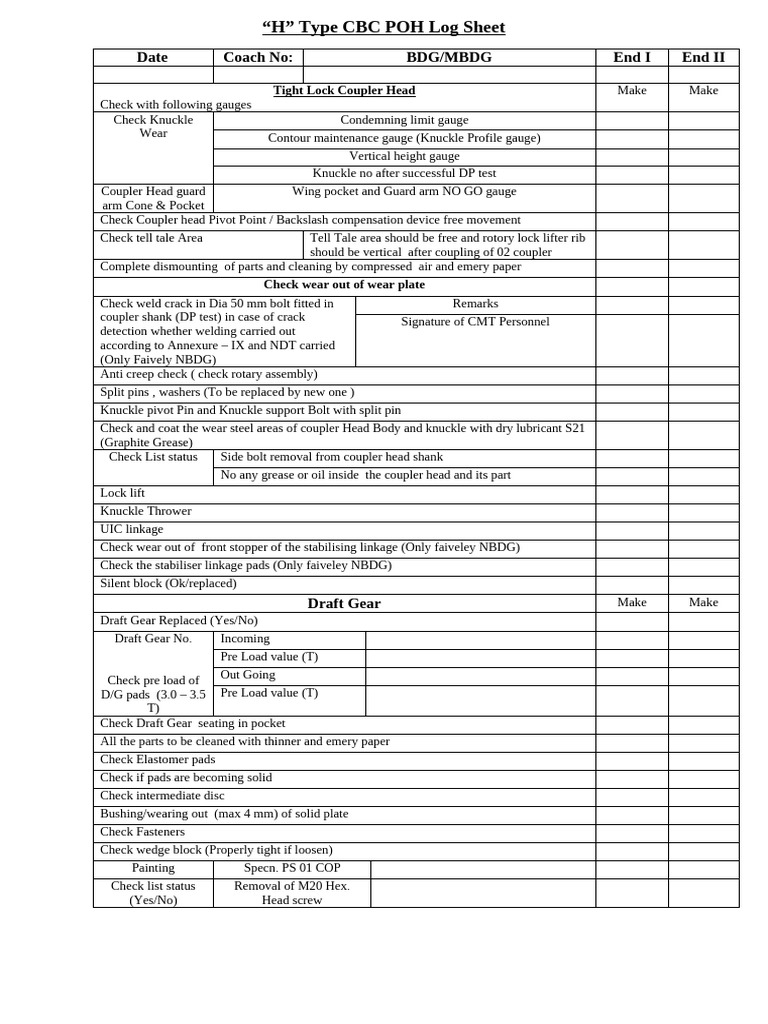 CBC Log Book | PDF | Screw | Equipment