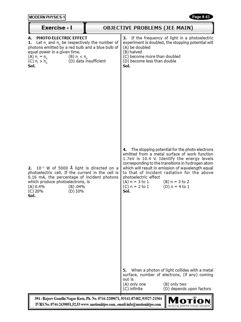 Modren Phy 1 | PDF | Photoelectric Effect | Electron