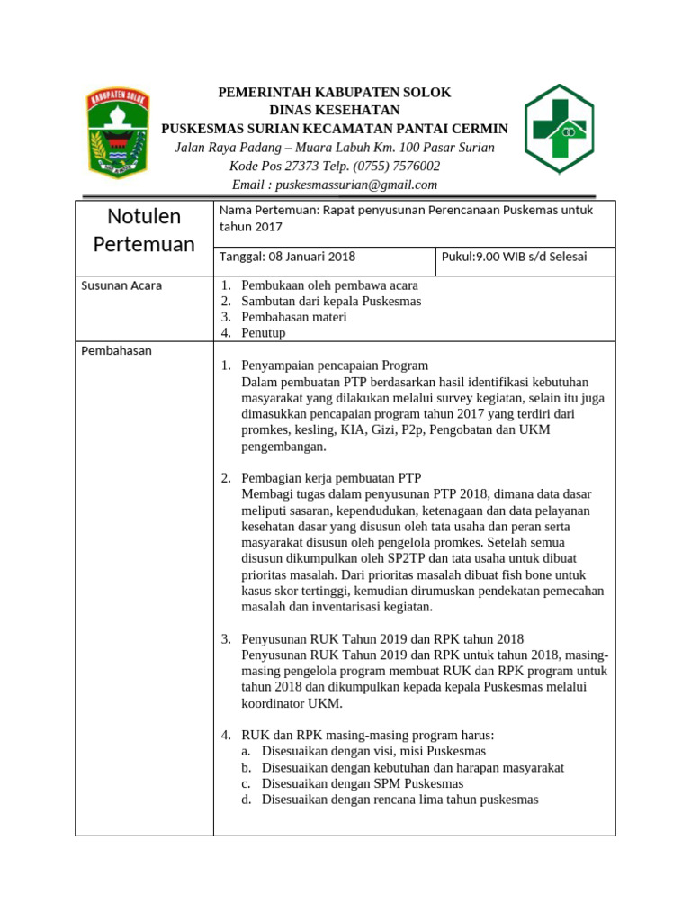 Notulen Penyusunan PTP | PDF