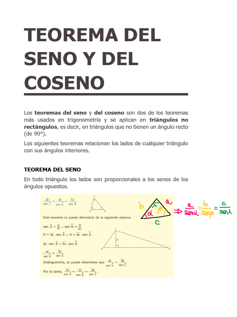 6 To Clase 3 Teorema Senoy Cos | PDF | Triángulo | Funciones ...