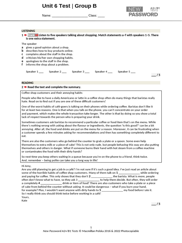 New_Password_A2+_B1_UT_6B | PDF