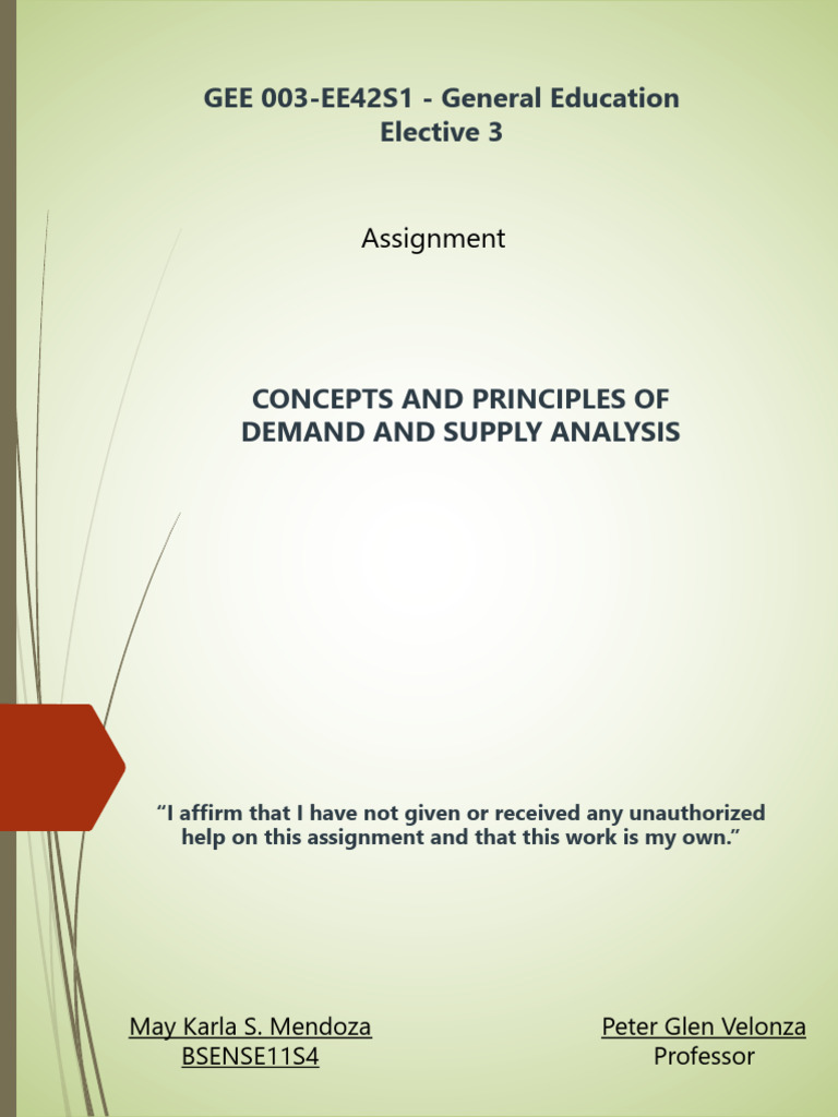 Assignmentt - Mendoza Demand and Supply | PDF | Demand | Supply (Economics)