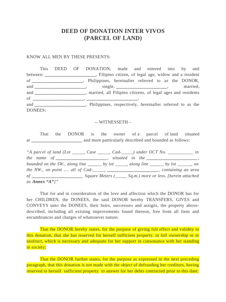 Donation Inter Vivos | PDF | Private Law | Property Law