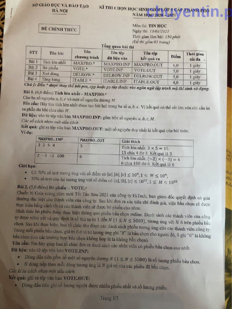 hsg9 - 2021 - ha noi- chuyentin.pro-đầu ra | PDF
