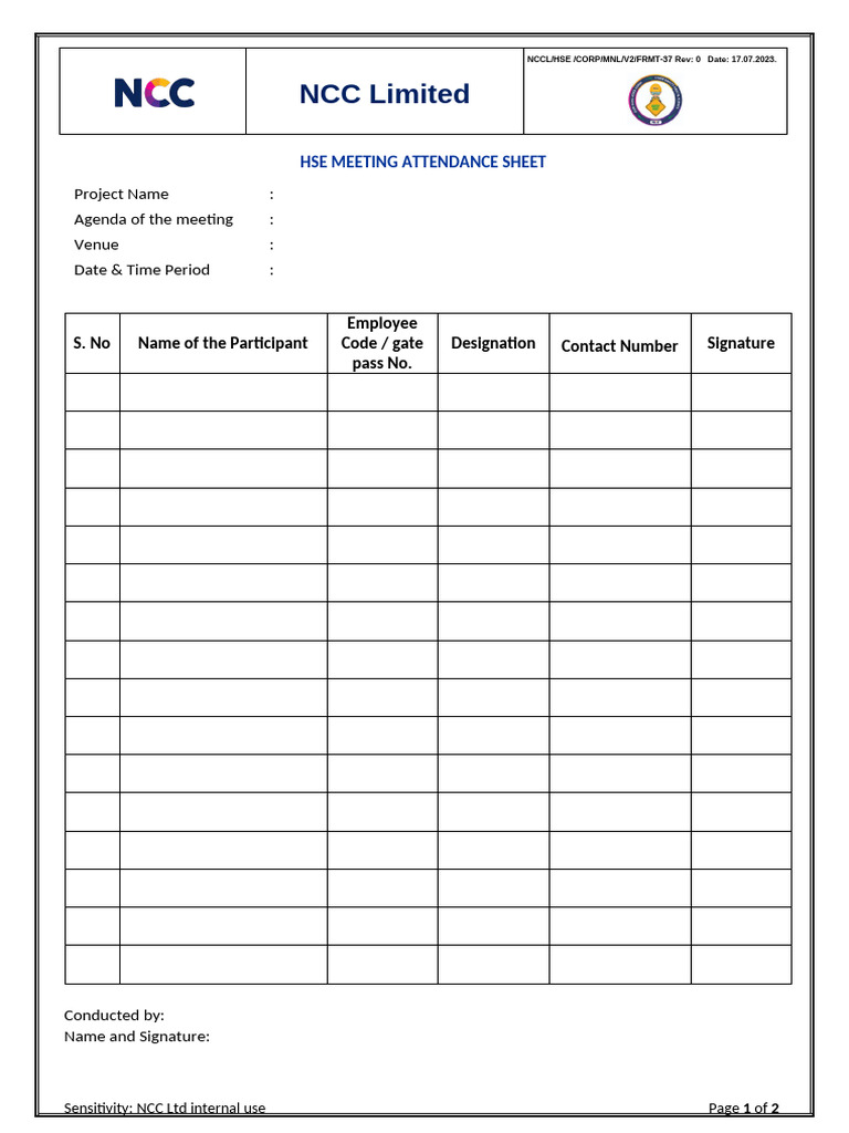 37.HSE Meeting Attendance Sheet | PDF