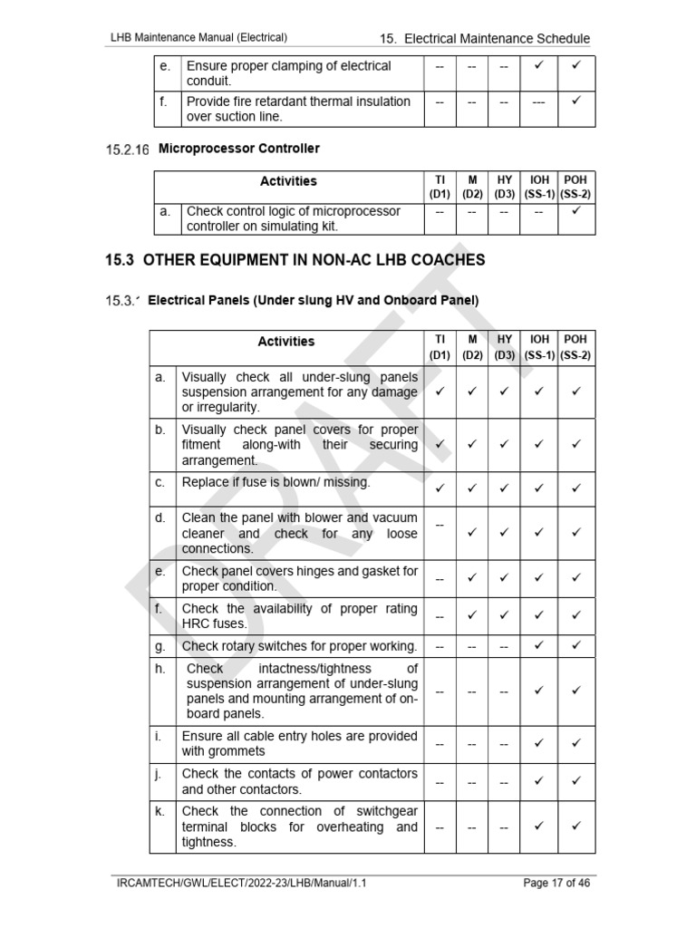 Non-AC LHB Coach Electrical SS-II | PDF | Fuse (Electrical) | Switch