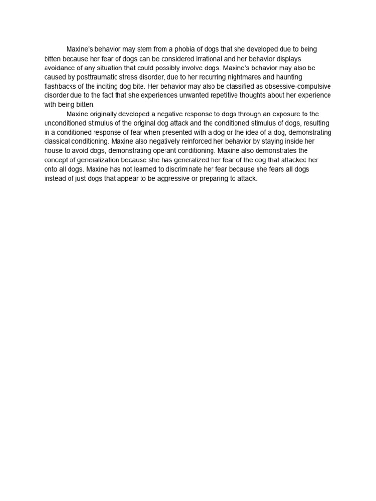 Maxine's Fear: OCD and Conditioning Insights | PDF