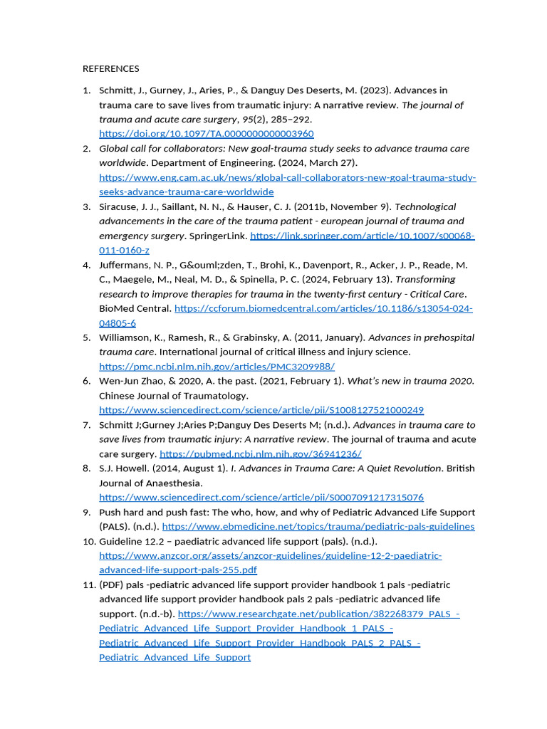 references | PDF | Medical Emergencies | Clinical Medicine