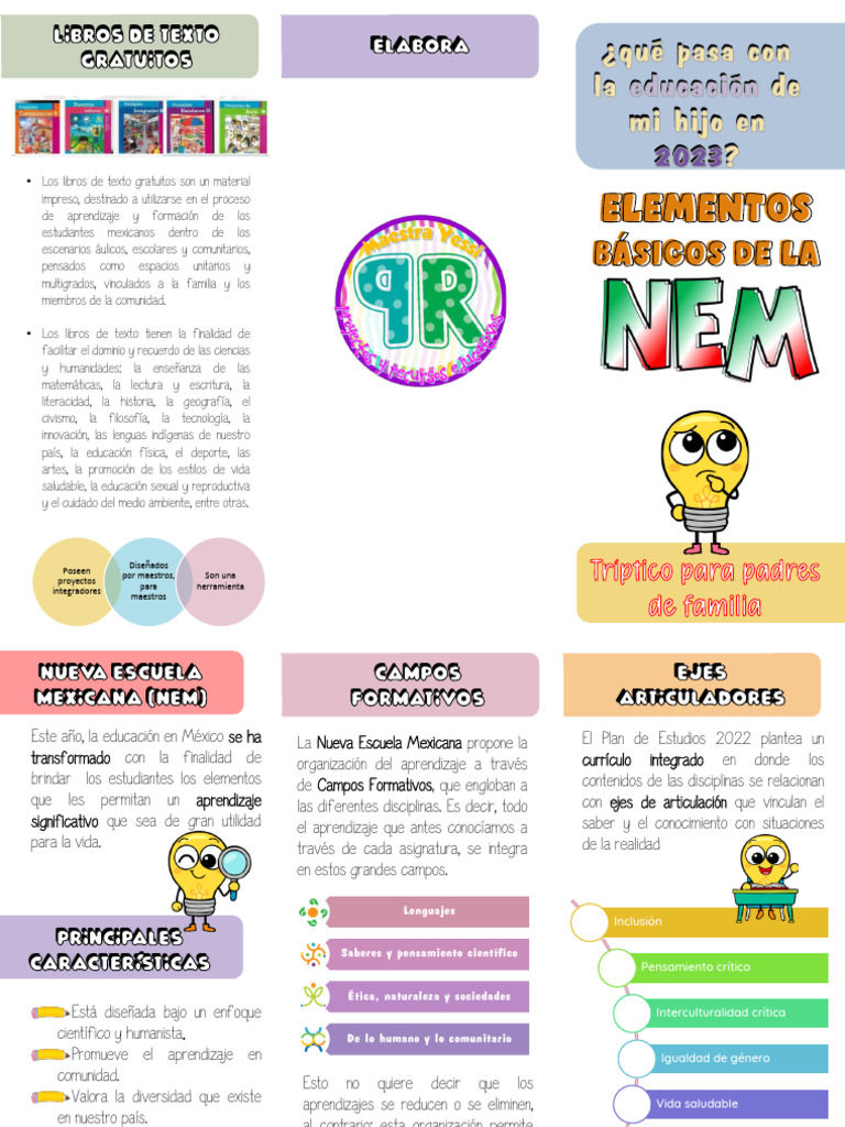 Triptico Nem Padres de Familia | PDF | Plan de estudios | Aprendizaje