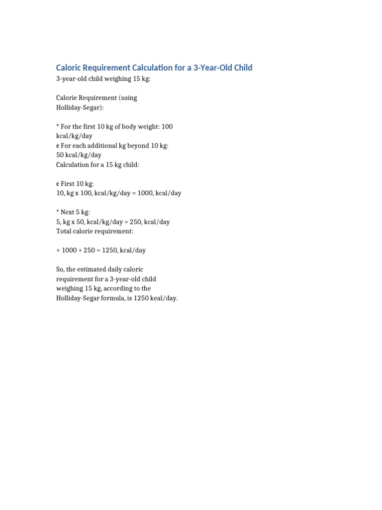 Caloric Requirement Calculation | PDF