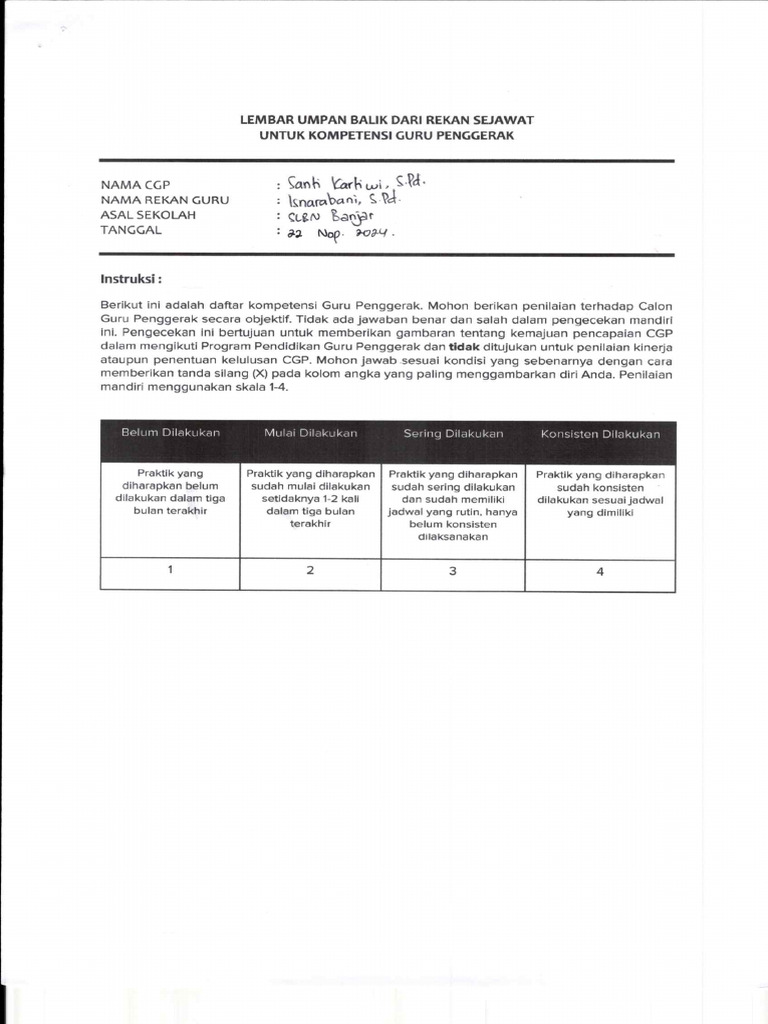 Umpan Balik Rekan Sejawat | PDF